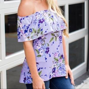 SwankStyles | Tops | Violet Floral Off Shoulder Top | Poshmark